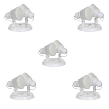 Kit 5 Spot Duplo Cristal Lux Plástico Parede Teto Articulado 2 Lampadas ...