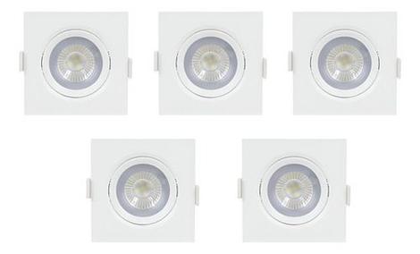 Kit 5 Spots LED Quadrado Embutir Galaxy 3W 6500K Luz Branca - Spot ...