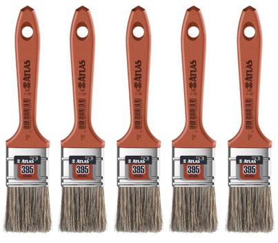 Kit 5 Trincha Pincel Para Pintura Media 395 Atlas 1 1/2 Polegadas Gris Pintor Parede Tinta ...