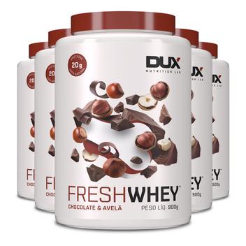 Kit 5 Whey Protein Fresh Dux Chocolate Belga e Avelã 900g - Whey ...