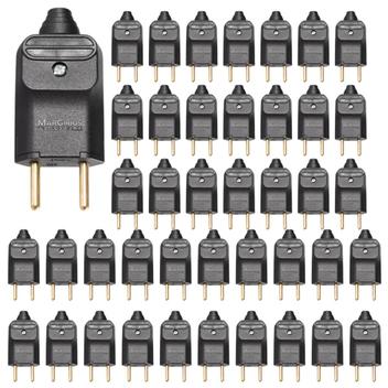 Kit 50 Tomada Plug Macho 2 Pinos Maciço 10a Preto Margirius - Plugs e ...