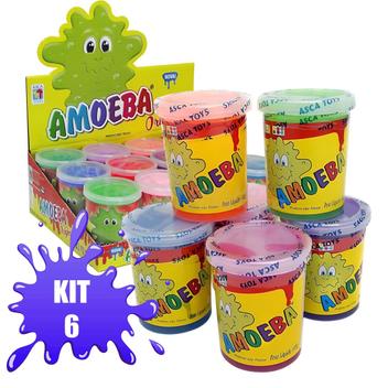 Kit 6 Amoebas Massinha Colorida Geleca de Brincar 110g Geleia Divertida ...