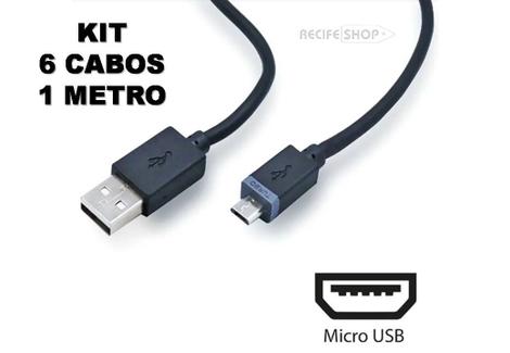 Kit 6 Cabos USB V8 Alta Velocidade Segurança Carregamento - Atomo ...