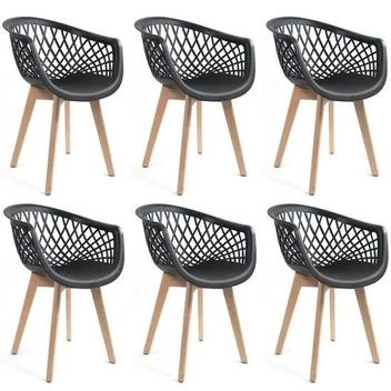 Kit 6 Cadeiras Design Eames Wood Web Preta Poltrona - Homelandia ...