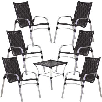 Kit 6 Cadeiras Emily Mesa Garden em Alumínio e Fibra Trama Original ...