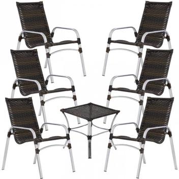 Kit 6 Cadeiras Emily Mesa Garden em Alumínio e Fibra Trama Original ...