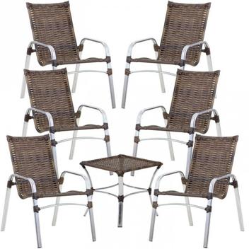 Kit 6 Cadeiras Emily Mesa Garden em Alumínio e Fibra Trama Original ...