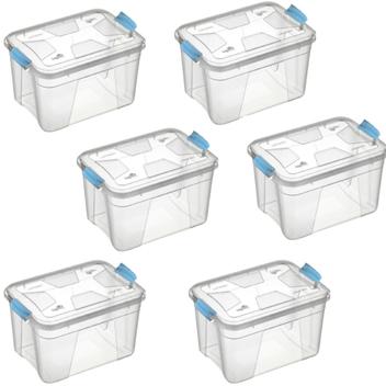 Kit 6 Caixas Organizadoras Box Grande Multiuso 56 Litros Transparente ...