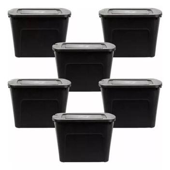 Kit 6 Caixas Organizadoras Ecobox 80L Preta - Gardenlife - Caixa ...