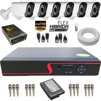 Kit 6 Câmeras Full HD 1080p Híbrida 2.0 MP DVR 8 Canais Multi HD - Alta ...