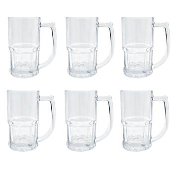 Kit 6 Caneca de Chopp Cerveja Suco Refri 340 Ml Vidro Resistente - PRATICASA - Caneca - Magazine ...