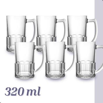 Kit 6 Canecas Chopp 320ml Vidro Copos Cerveja - ORIGINAL LINE - Caneca ...