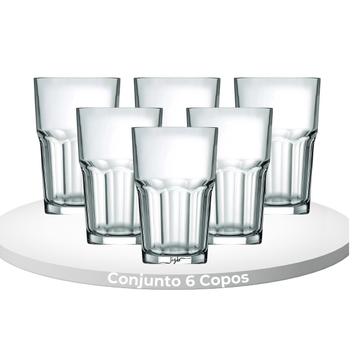 Kit 6 Copos de Vidro 350ml Água Sucos e Vitaminas Resistente ...