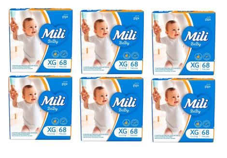 Kit 6 Fralda Mili Baby Ultra Seca Pacote Giga 68un XG - Mili - Mili Sa ...