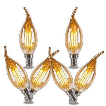 KIT 6 Lâmpada Led Filamento Vela Bico Torto Retrô 220V/ E14 - Dubai ...