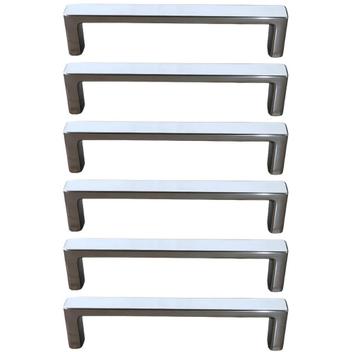 Kit 6 Puxadores Alça Oeiras 96mm para Móveis Cromado Zamac Bancada ...