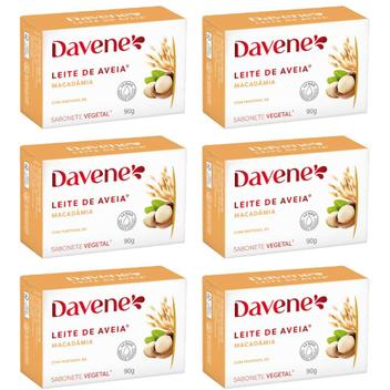 Kit 6 Sabonete Vegetal Davene Leite de Aveia Macadâmia - 90g - Sabonete ...