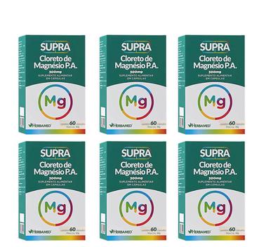 Kit 6 Supra Cloreto De Magnésio P.a. 60 Cápsulas - Herbamed - Cloreto de Magnésio / Magnésio ...