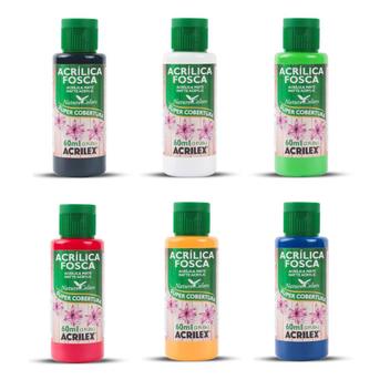 Kit 6 Tinta Acrilica Fosca 60ml Acrilex (escolha as cores) - Pintura ...