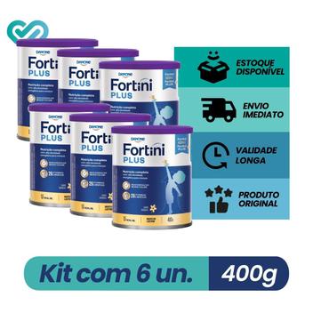 Kit 6 un. Fortini Plus Sem Sabor - 400g - Danone - Nutrição Enteral ...
