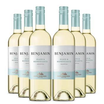 KIT 6 Vinho Argentino Benjamin Branco Suave e Refrescante, 750ml ...