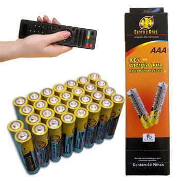 Kit 60 Pilhas Palito Tamanho AAA Formato Cilindrico Voltagem 1,5V - Kit Pilhas AAA - Pilhas ...