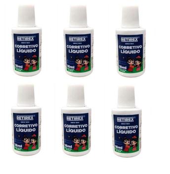 KIT 6un Corretivo Escolar Líquido Retirex 18ml cada frasco - Corretivo ...