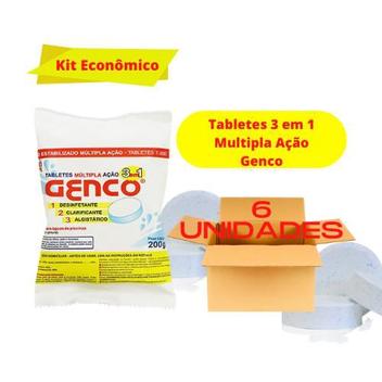 Kit 6und Cloro Tablete Genco 3 Em 1 Multiação 200gr - Cloro para ...