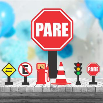 Kit 7 Totem Display Transito Festa Aniversário - Decorando e grudando ...