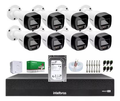 Kit 8 Cameras de Seguranca Intelbras 3220 Full Color C/ Audio, Dvr 8ch ...
