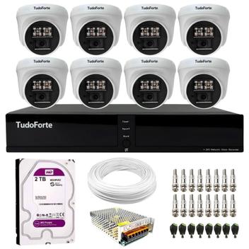 Kit 8 Câmeras de Segurança Tudo Forte Dome Interna Full HD 1080p Visão ...