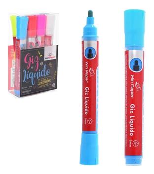 Kit 8 Caneta Giz Líquido Recarregável Marcador Vidro Quadro - Win Paper ...