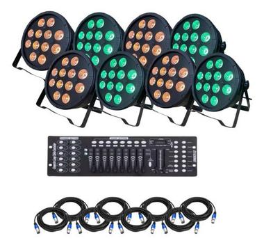 Kit 8 Canhao 12 Leds 18w Rgbwa Strobo + Mesa Dmx C/cabos 10m - SANY - Refletor - Magazine Luiza