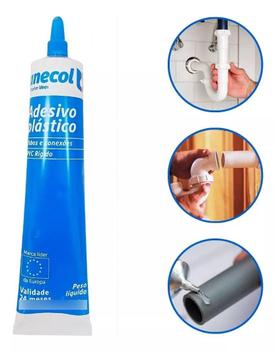 Kit 8 Cola Cano Adesivo PVC Rígido Unecol 75g Tubos e Conexões Secagem ...