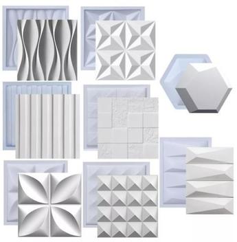 Kit 8 Formas Molde De Gesso 3D E Cimento Pra Placas Parede - Gesso para ...