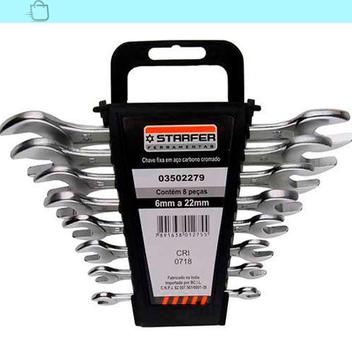Kit 8 Peças Chave Boca Fixa Aço 6 A 22Mm Strafer - Starfer - Jogo de ...