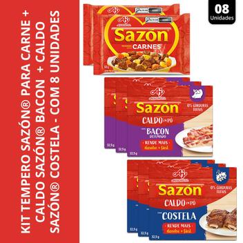 Kit 8 Sazón Para Carne E Caldo Sazón Costela 32,5Gr - Caldo para ...