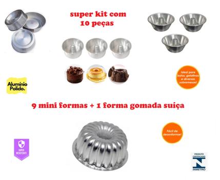 Kit 9 Formas Mini Bolos Piscina Pudins Tortas Bolos Baby + 1 Forma ...