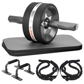 Kit Ab Roller Wheel EnterSports Exercise com barras de flexão - Barra ...
