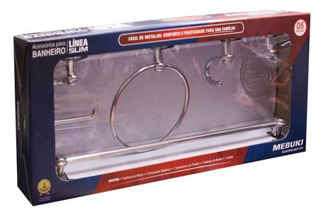 Kit Acess 5 Peças Línea Slim Cromado Mebuki Para Banheiro - Acessórios ...