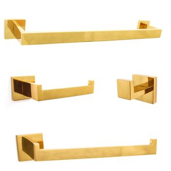 Kit Acessórios 4 Peças Slim Luxo Para Banheiro Lavabo Quadrado Aço Inox ...