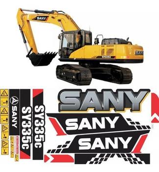 Kit Adesivo Escavadeira Hidráulica Sany Sy335C + Etiqueta Mk - Spts ...
