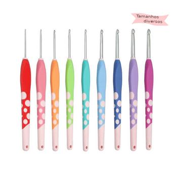 Kit Agulha Crochê Sew Mate Aluminium Cabo Ergonomic Com 9 - Agulha de ...
