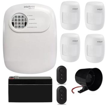 Kit Alarme Completo Central Intelbras 04 Sensores Com Fio - Alarme ...