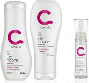 kit amávia shampoo + condicionador + serum liso nobre - Kit de Tratamento para Cabelos ...
