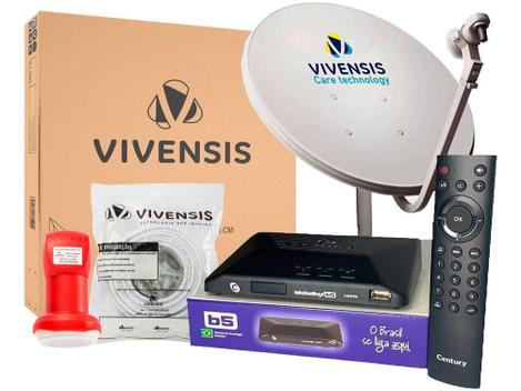 Kit Antena e Receptor Vivensis 187 60cm HD - Century - Receptor ...
