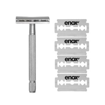 Kit Aparelho de Barbear Barbeador Clássico Vintage + 4 Lâminas Aço Inox ...