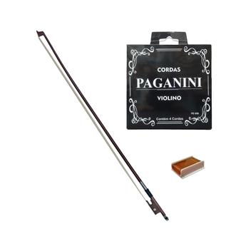 KIT Arco Para Violino 4/4+Jogo de Cordas Paganini+Breu Smart - Violino ...