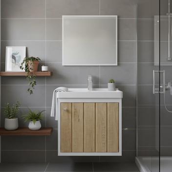 Kit Armário para Banheiro 40cm MDF com Cuba Espelheira VENETO ...