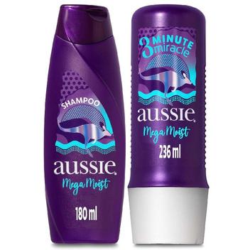 Kit Aussie Mega Moist, Procter, Sh 180ml Creme Mega Moist 236ml ...